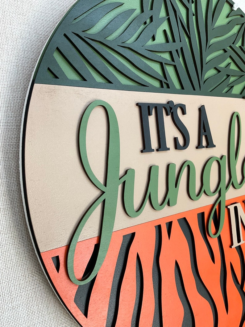 Jungle Sign Its a Jungle Door Hanger | Etsy
