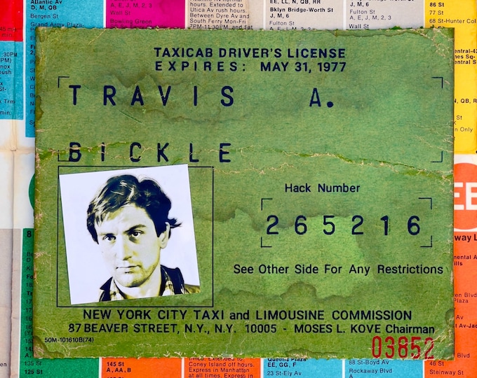Taxi Driver Fan Made Movie Prop: Travis Bickle NYC Taxi Cab Driver's ...