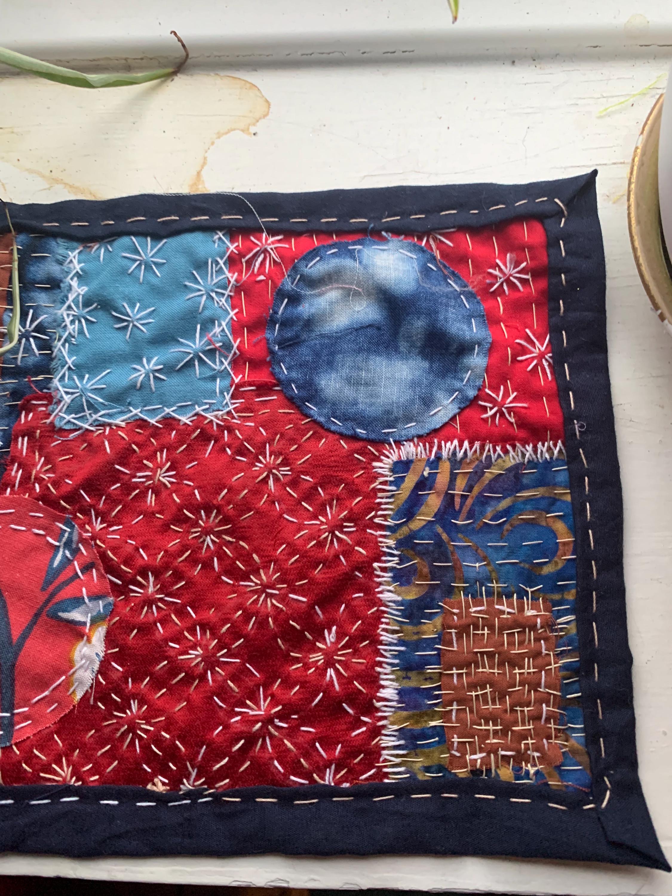 DIY Slow Stitch Mug Rug Kit | Mindful Patchwork Coaster - Etsy