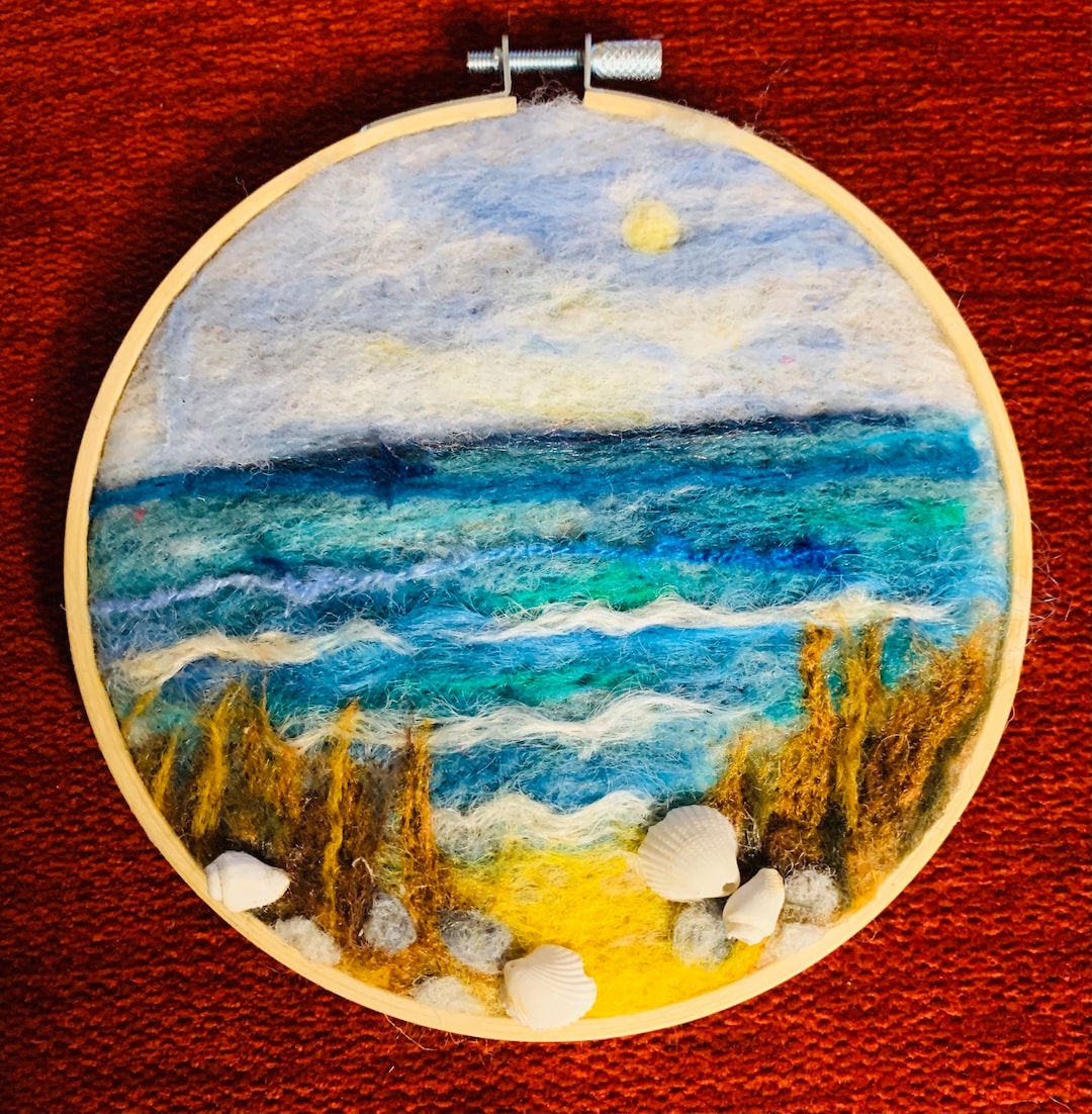 Needle Felting Kit DIY Seascape Merino Wool Framed Picture Craft ...