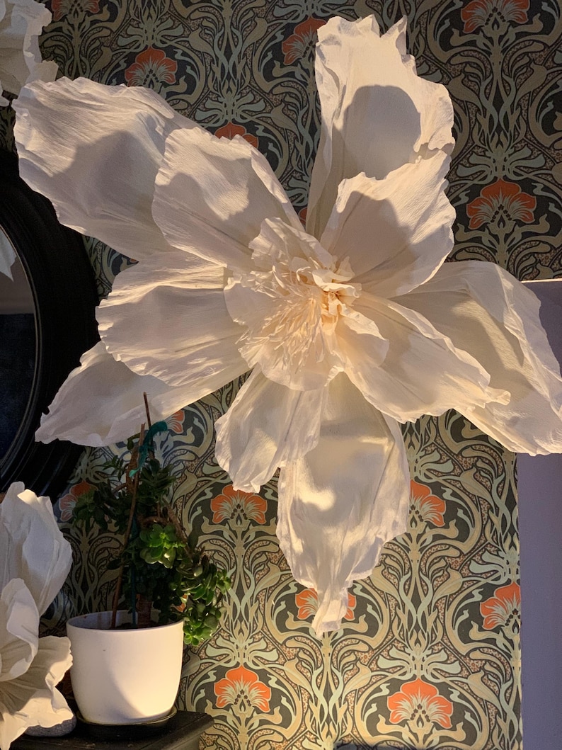 One Oversized Handcrafted Wired Crepe Paper Flower in 4 Different Sizes ...