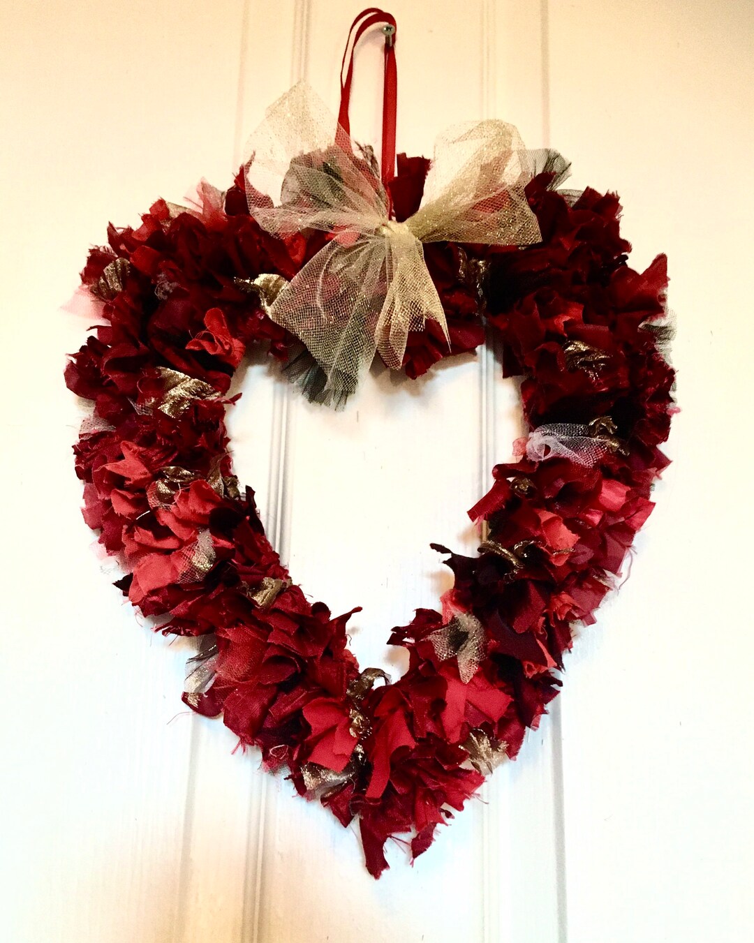 Heart Rag Wreath With Roses. DIY Rag Wreath. Easy to Do With Stunning ...