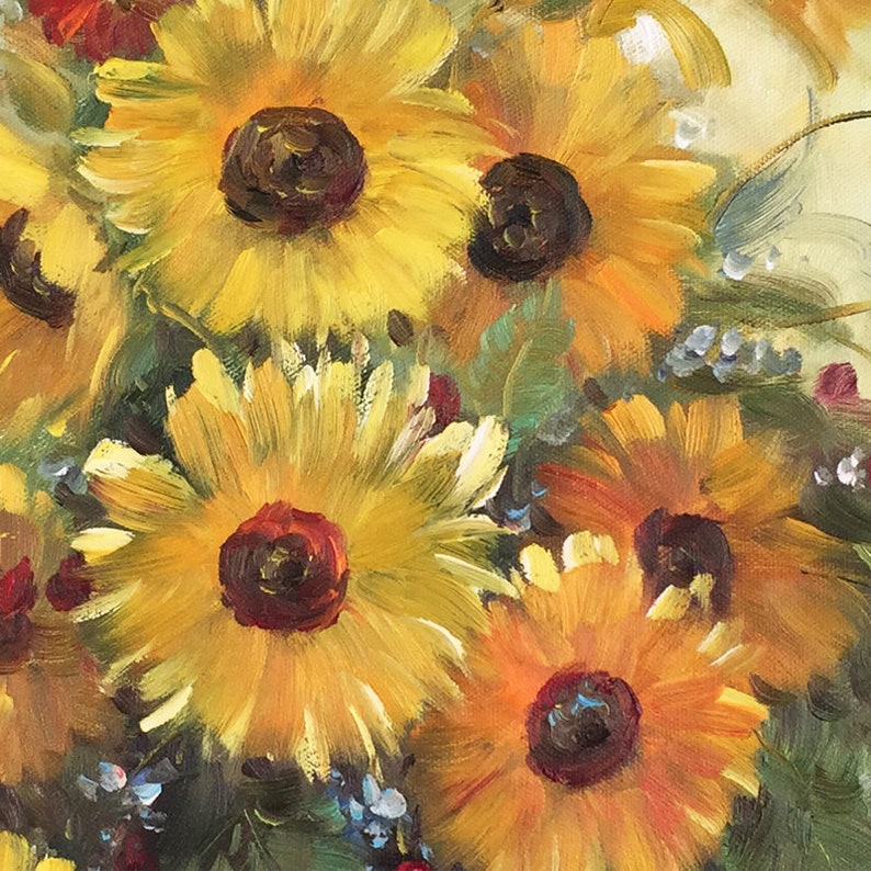 Sonnenblume Malerei auf Leinwand Original Blumen abstrakte Blumen Ölgemälde Wand Kunst Home ...