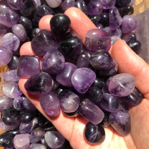 Amethyst Tumble Stone Set, Purple Healing Crystal Tumbled Pocket Rock ...