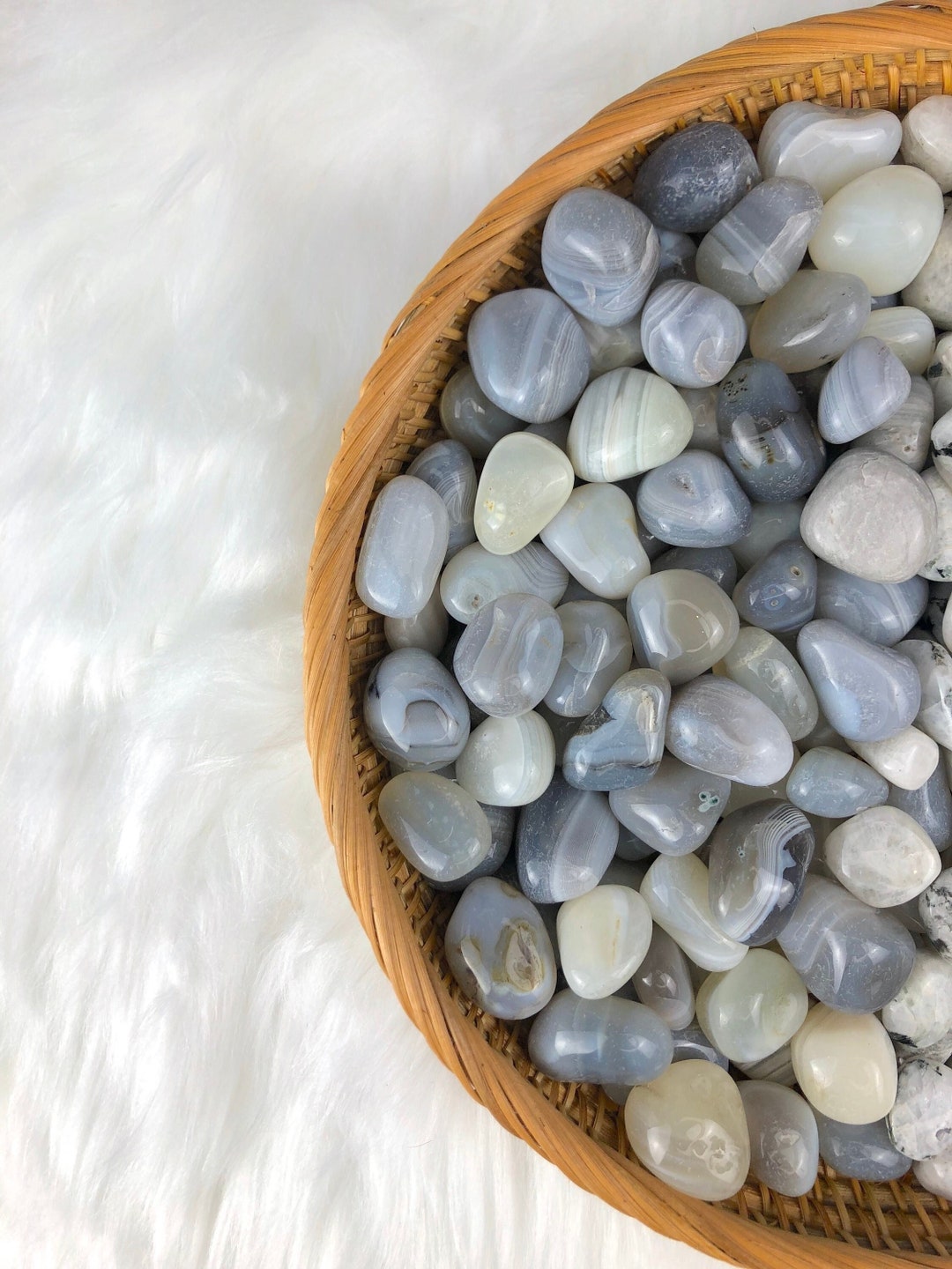 Grey Banded Agate Tumbled Stone, Healing Agate Crystal Tumbled Rock ...