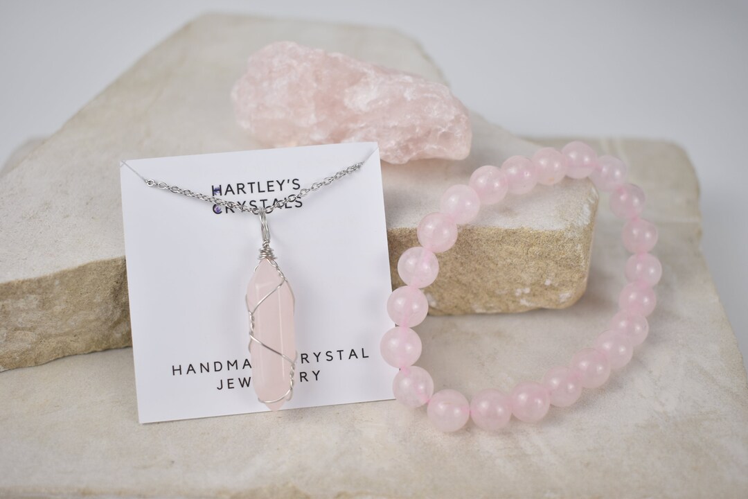 All Things Rose Quartz Crystal Gift Set, Rose Quartz Bracelet, Rose ...
