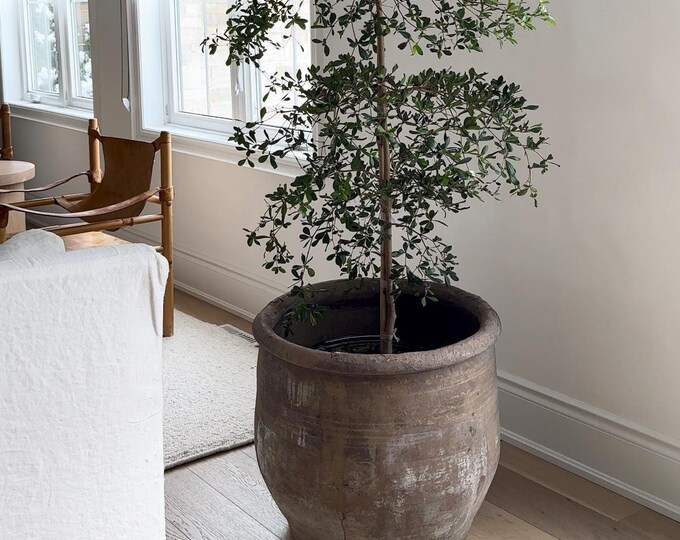 XXL Vintage Round Clay Pot - Etsy