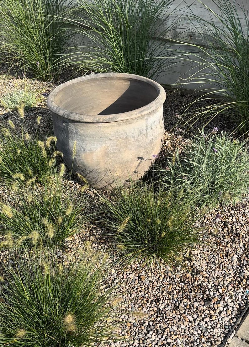 XXL Vintage Round Clay Pot - Etsy