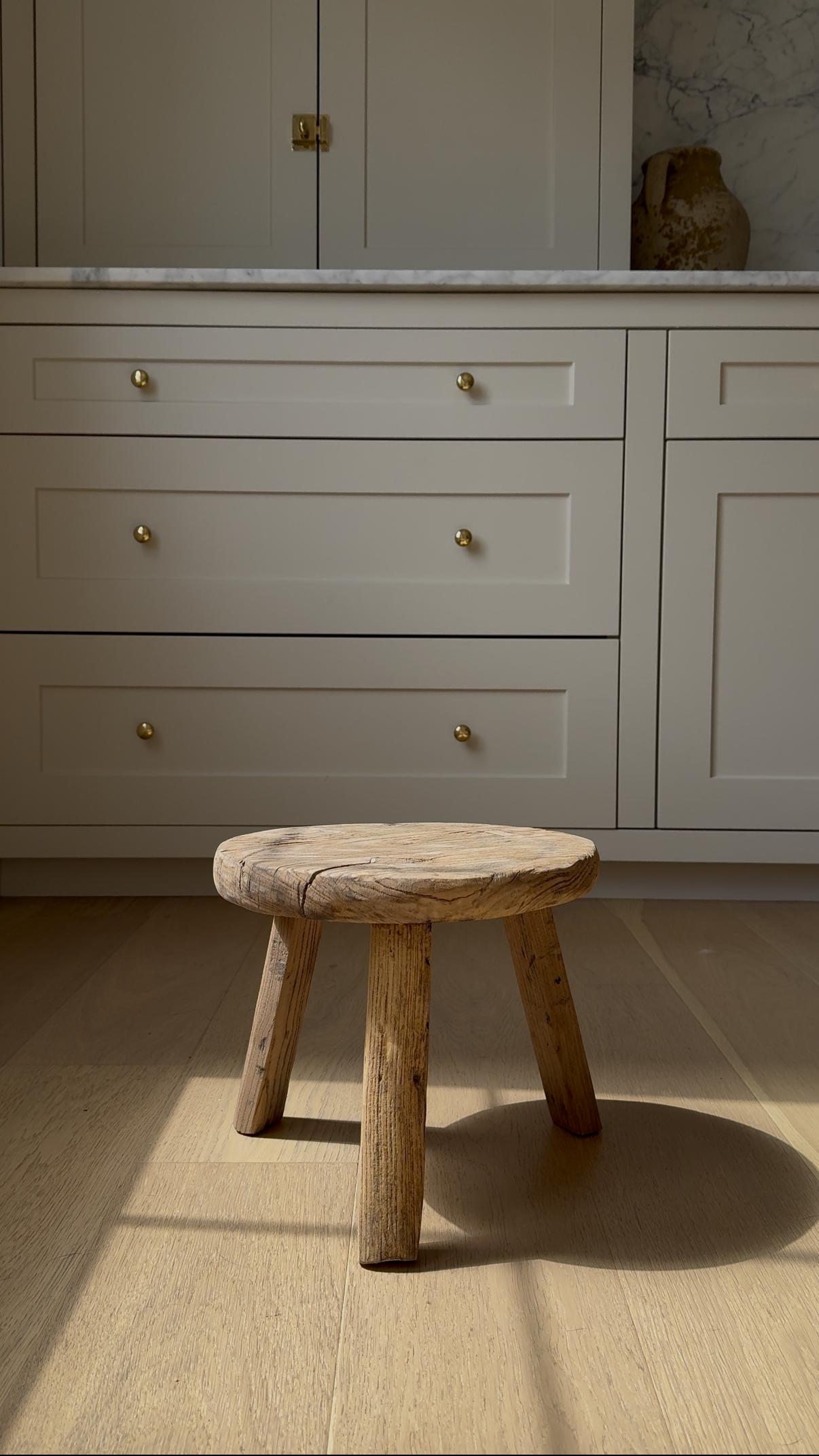 Small Vintage Round Stool, Kitchen Step Stool, Bathroom Wood Stool ...