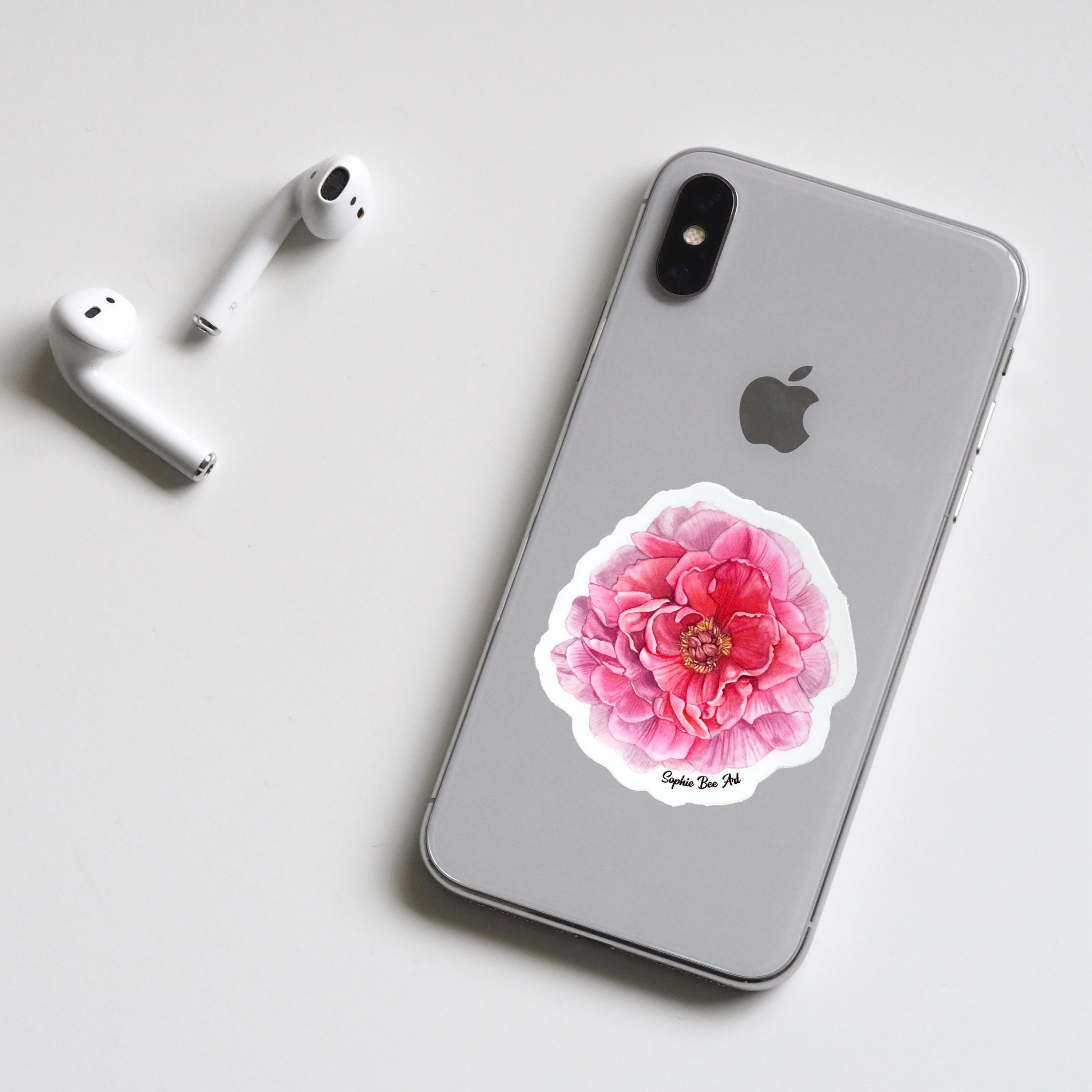 Peony Flower Vinyl Sticker Flower Stickers Peony Flower | Etsy