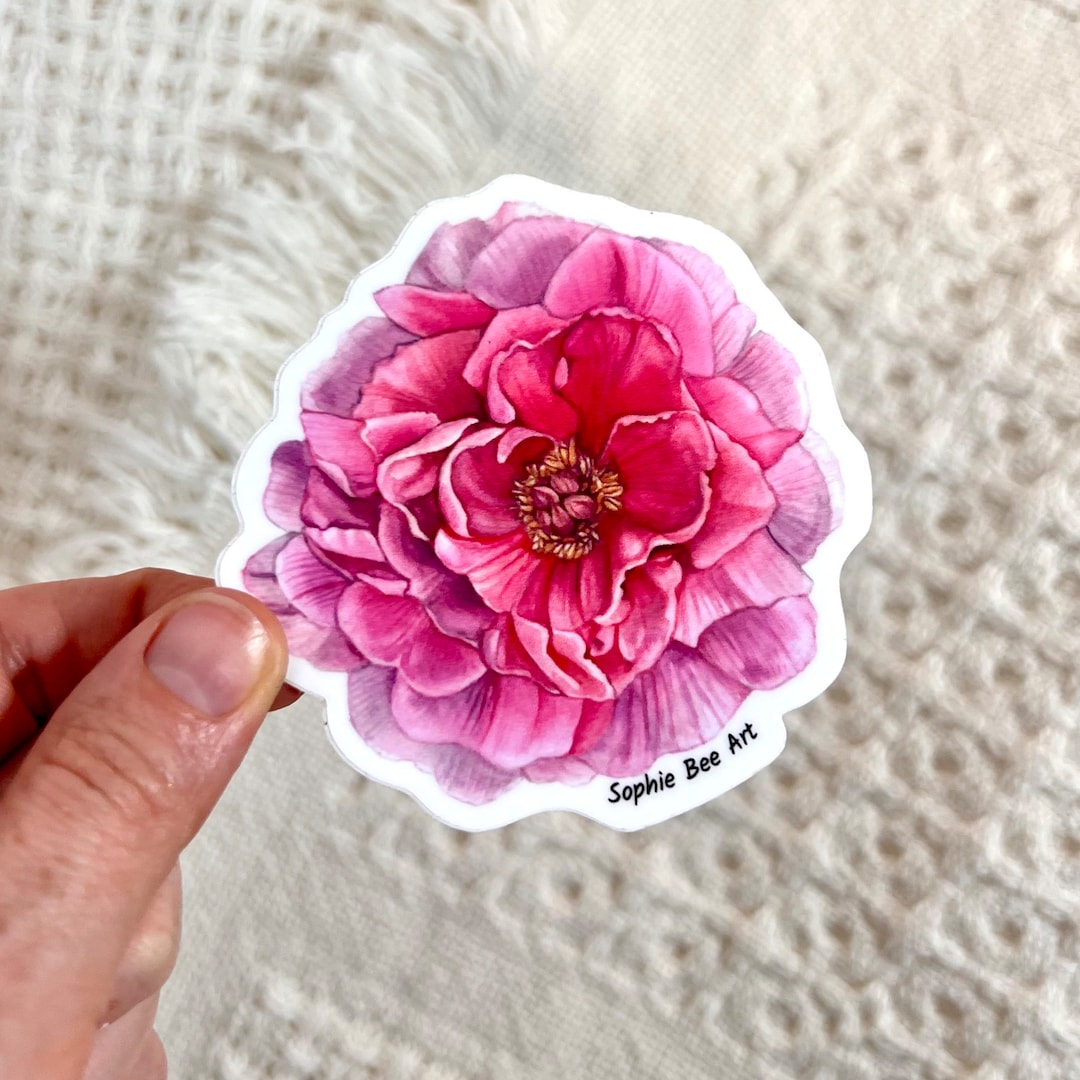 Peony Flower Vinyl Sticker, Flower Stickers, Peony, Flower, Sticker ...