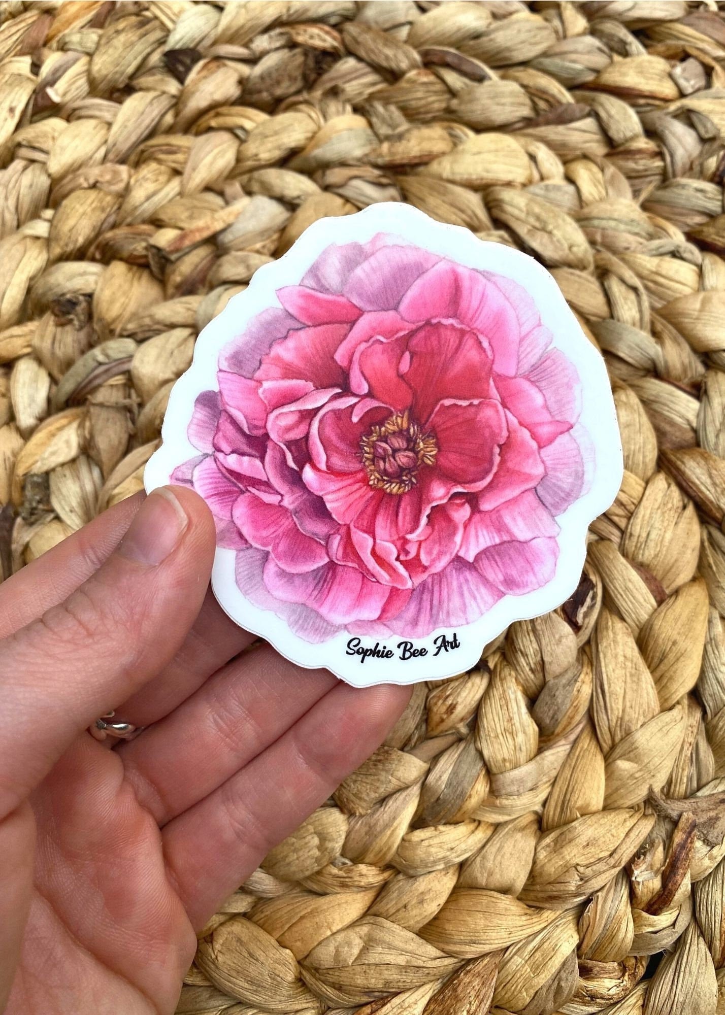 Peony Flower Vinyl Sticker Flower Stickers Peony Flower | Etsy