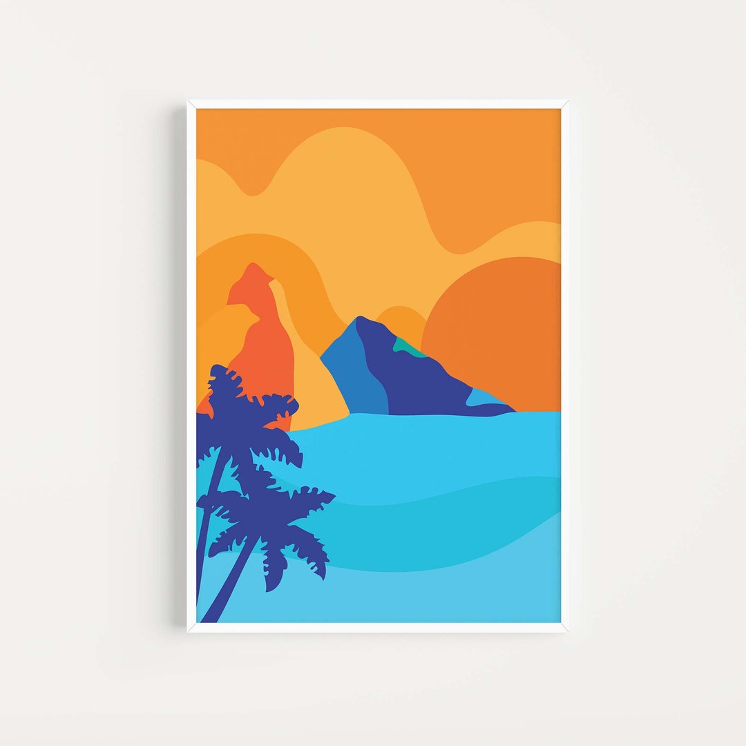St Lucia Pitons Art Print – Caribbean Sunset Wall Decor - Etsy