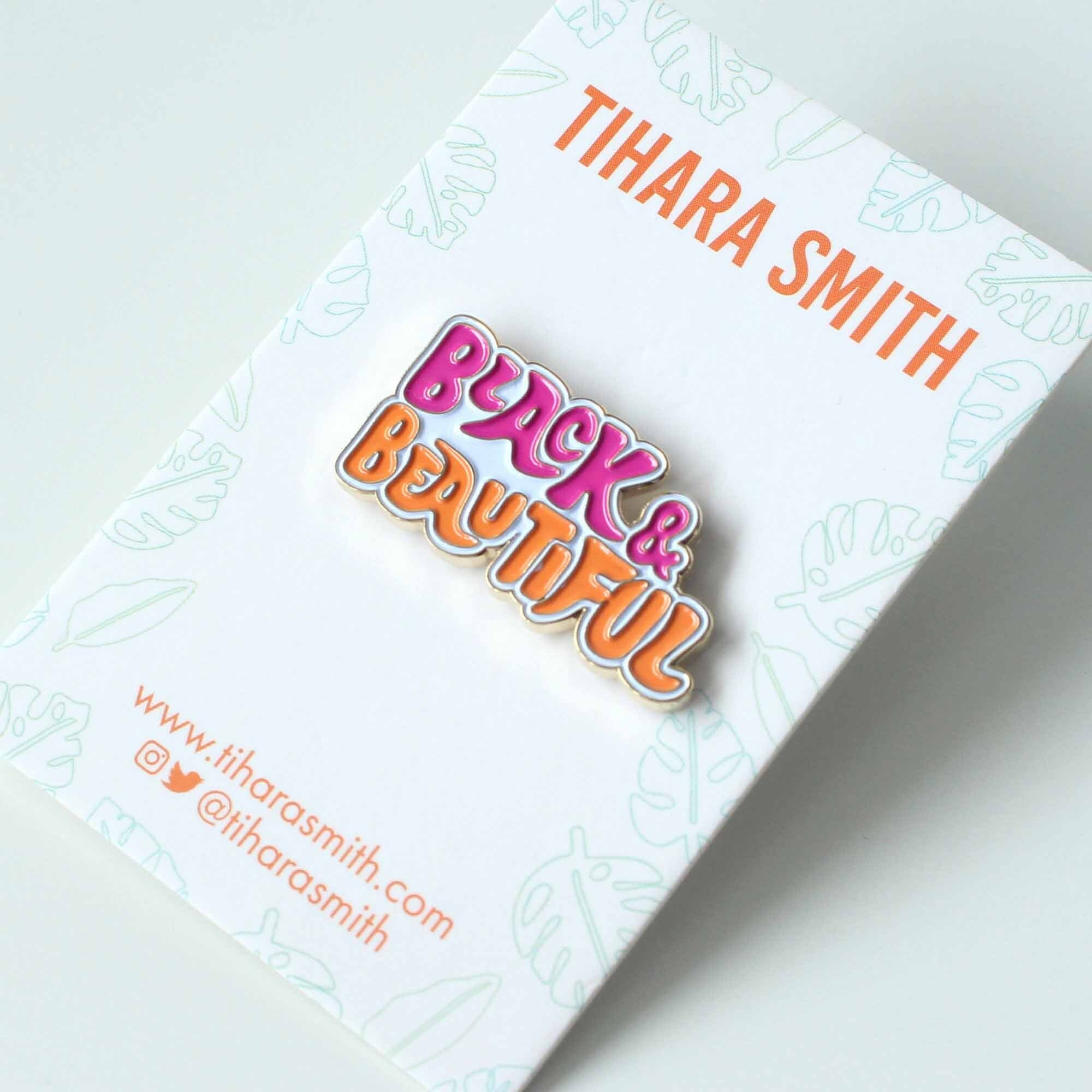 Black & Beautiful Enamel Pin Badge Gold Plated Black Girl Magic Black ...