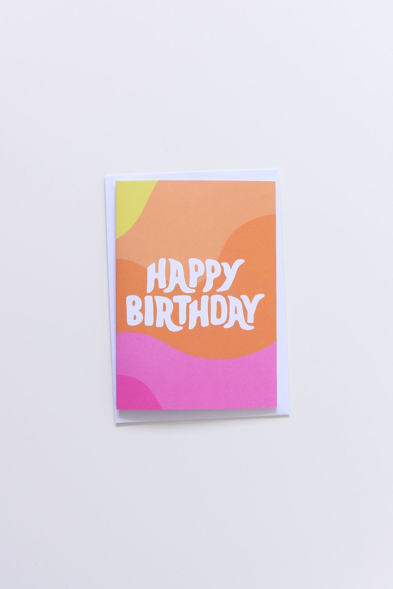 Happy Birthday Wave Card Colourful Tropical Sunset | Etsy