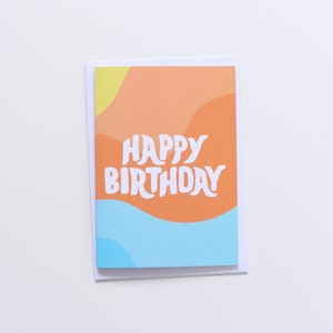 Happy Birthday Wave Card Colourful Tropical Sunset | Etsy