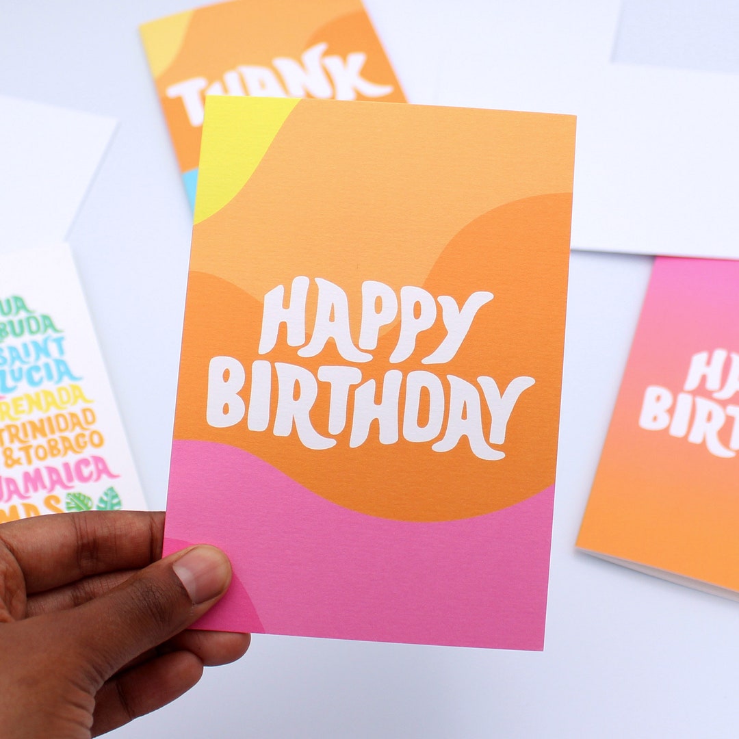 Happy Birthday Wave Card - Colourful - Tropical - Sunset - Caribbean ...