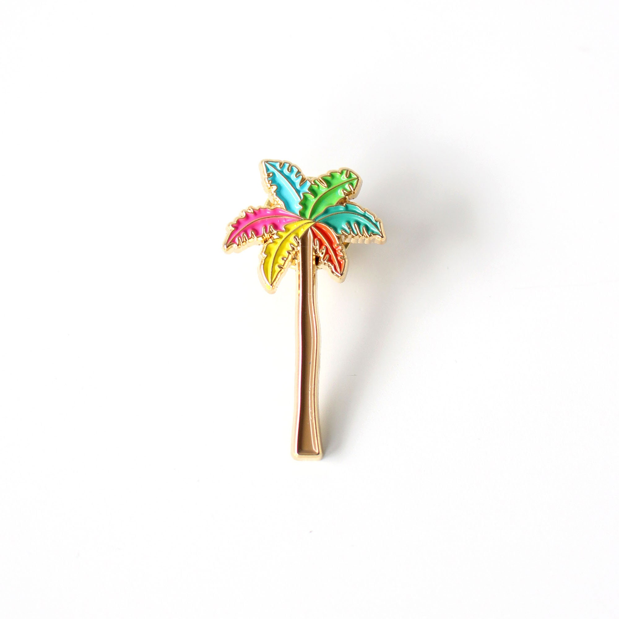 Palm Tree Enamel Pin Badge - Tropical - Caribbean - Gold Plated - Green ...