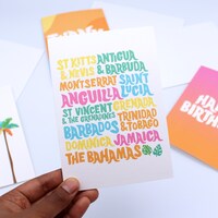 Happy Birthday Wave Card Colourful Tropical Sunset Caribbean Birthday ...