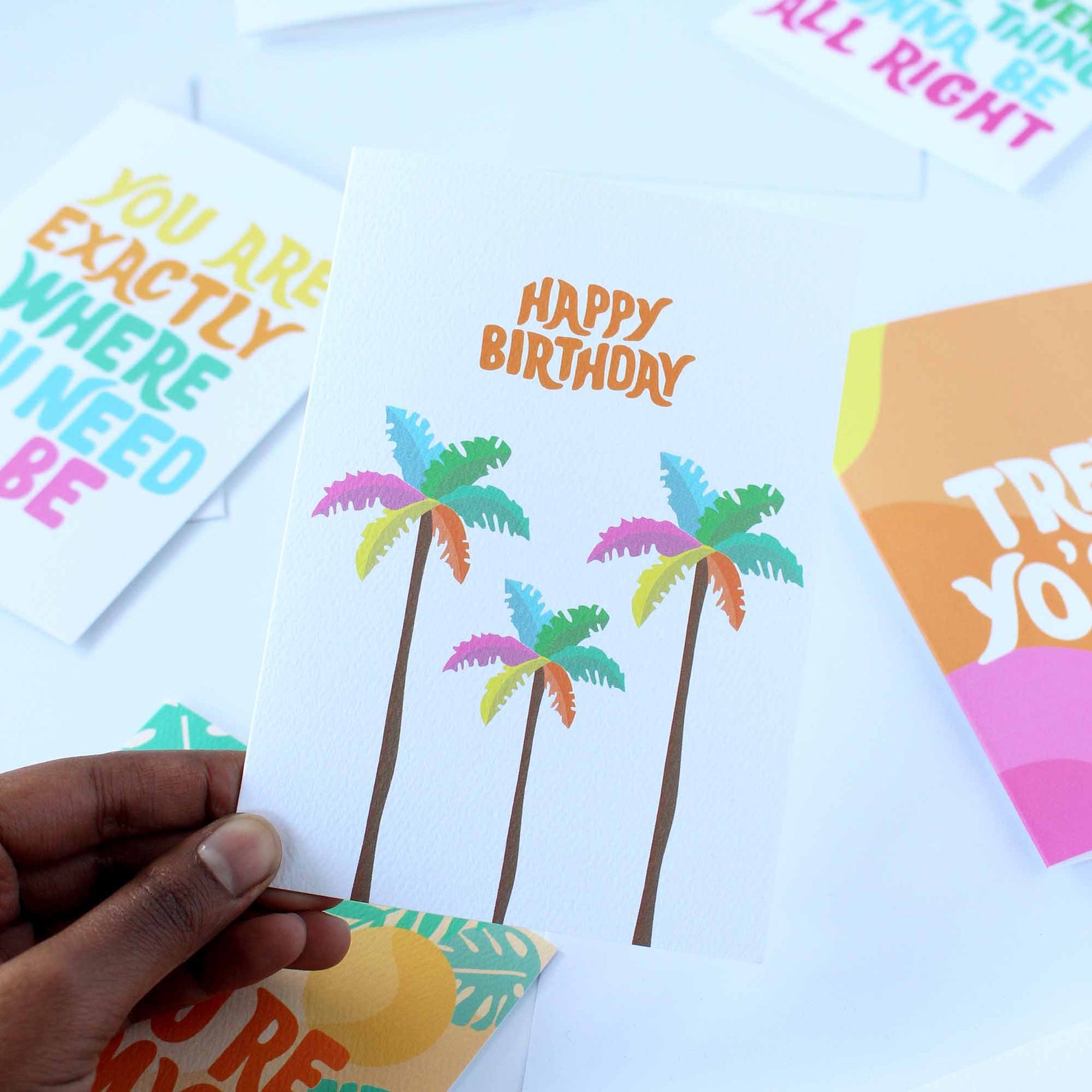 Happy Birthday Palm Trees Card Tropical Birthday Card - Etsy