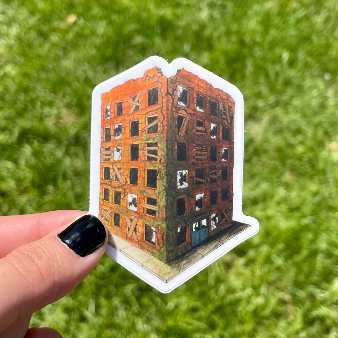 Abandoned Building Hand Drawn Vinyl Laptop Tumbler Decal Sticker - Etsy