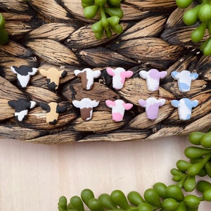 Tiny Cow Head Cow Print Polymer Clay Stud Earrings - Etsy
