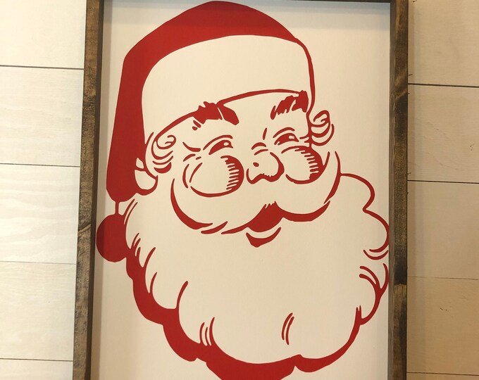 Vintage Wooden Santa Claus Face Sign, Retro Santa, 50s Santa, Christmas ...