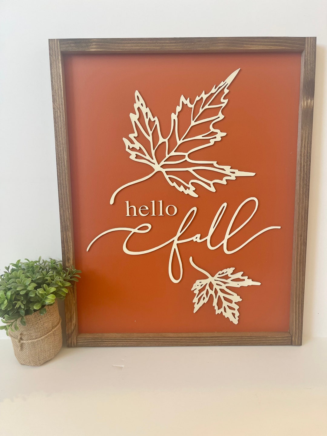 Hello Fall - Leaves - 3D - Fall Sign - Orange - Etsy