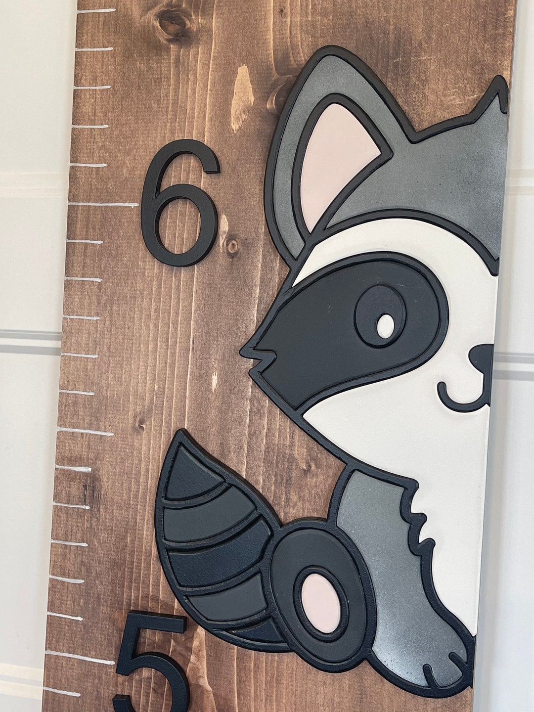Growth Chart Woodland Animals Raccoon Deer Fox Ruler Nursery Decor - Etsy