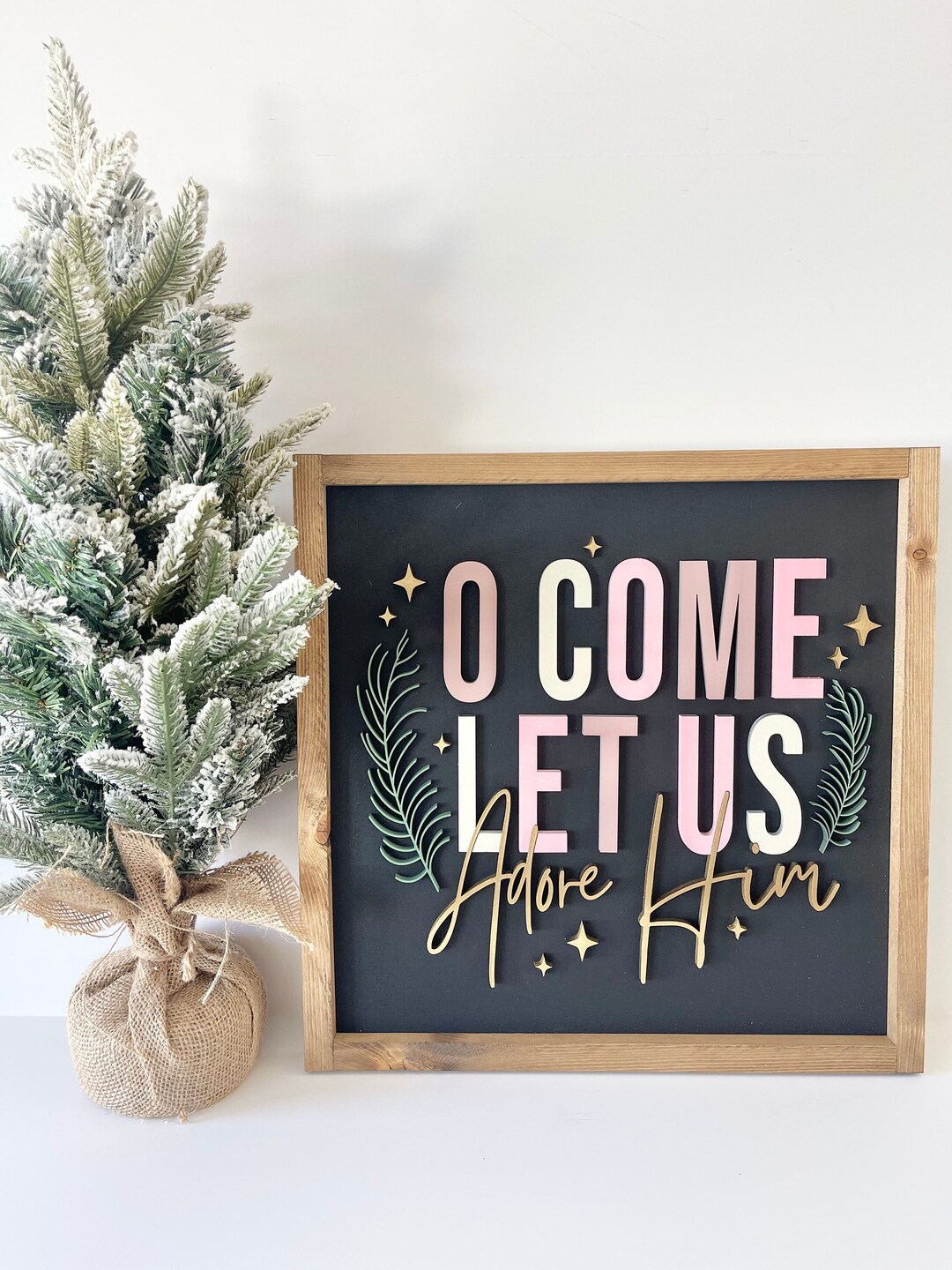 O Come Let Us Adore Him Sign - Framed Sign - Christmas Sign - Etsy