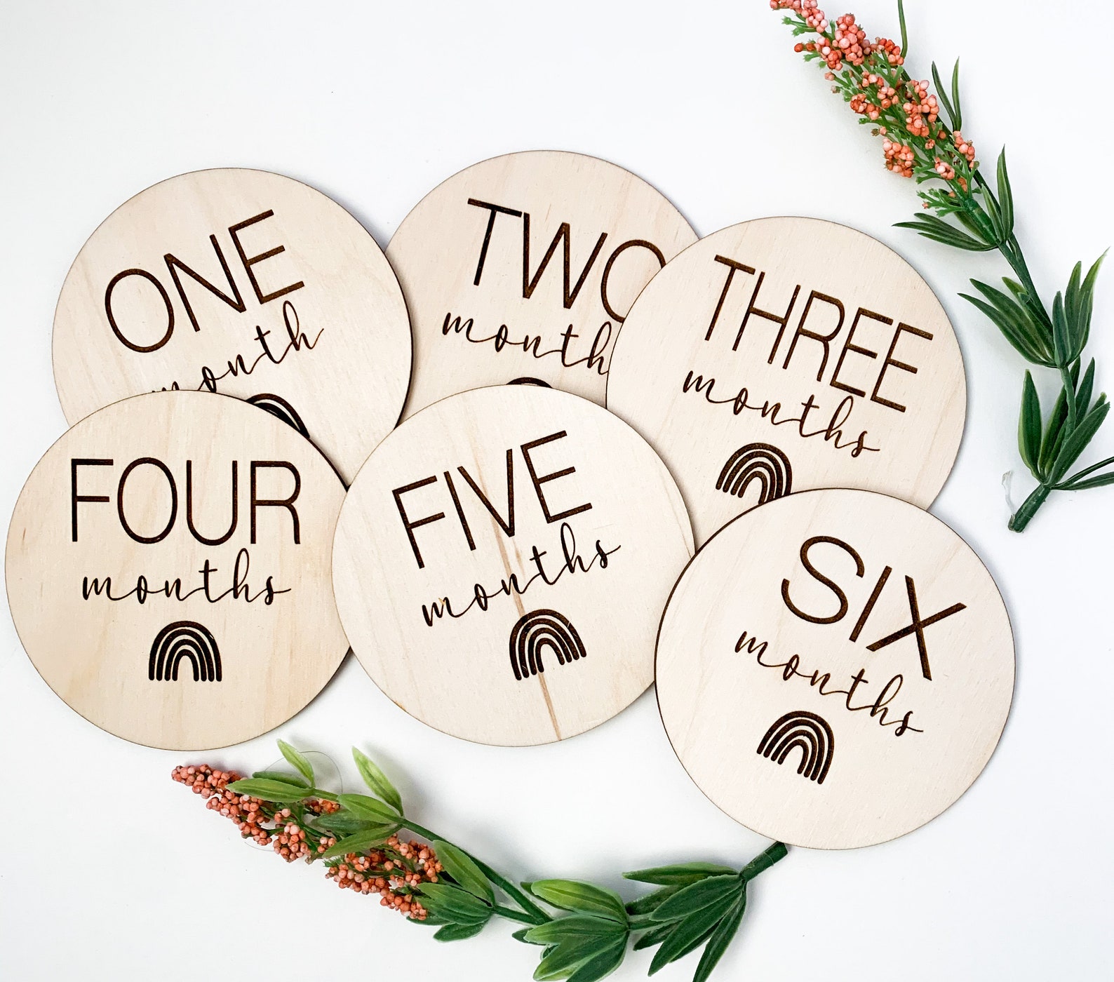 Rainbow Baby Milestone Tag Monthly Marker Circle Wooden - Etsy