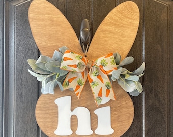 Bunny Welcome Door Sign Door Hanger Wall Hanger Picket Fence Spring ...