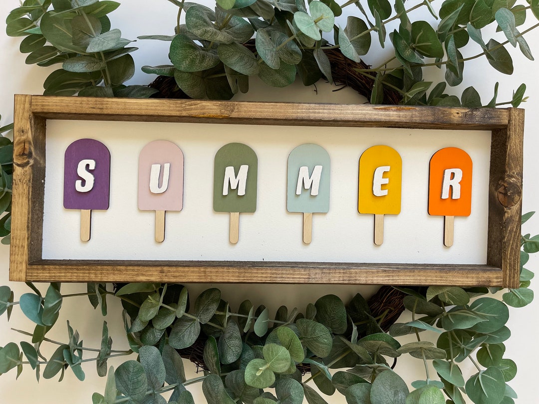 Summer Popsicle Sign - Framed Farmhouse Sign - Rectangle - 3D - Etsy