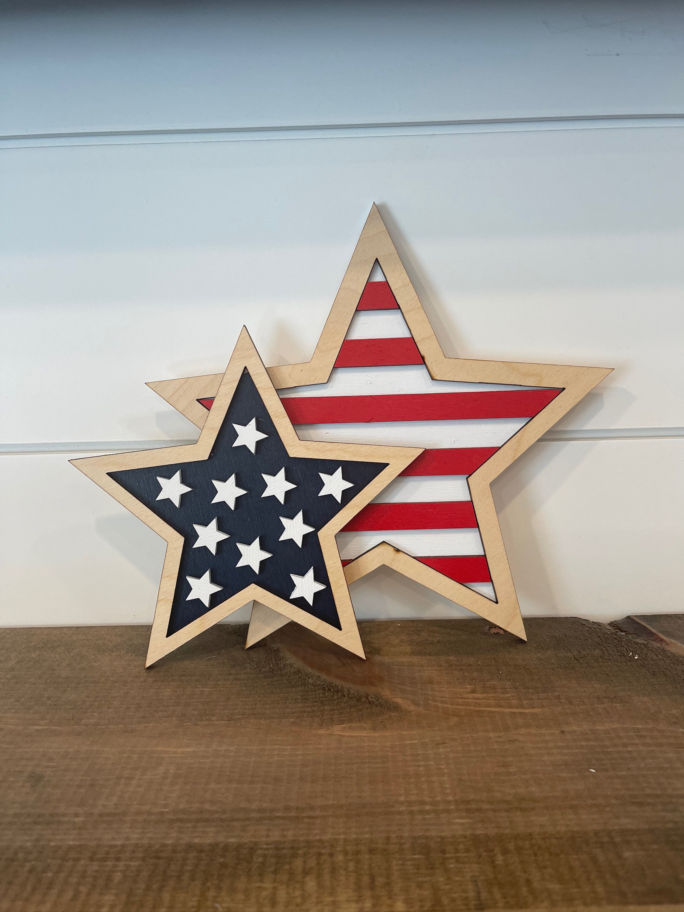 Leaning Patriotic Stars Set - Etsy