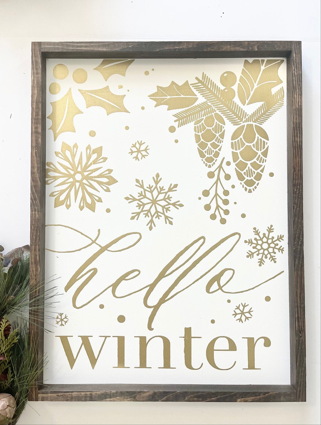 Hello Winter Farmhouse Sign Framed Winter Decor - Etsy