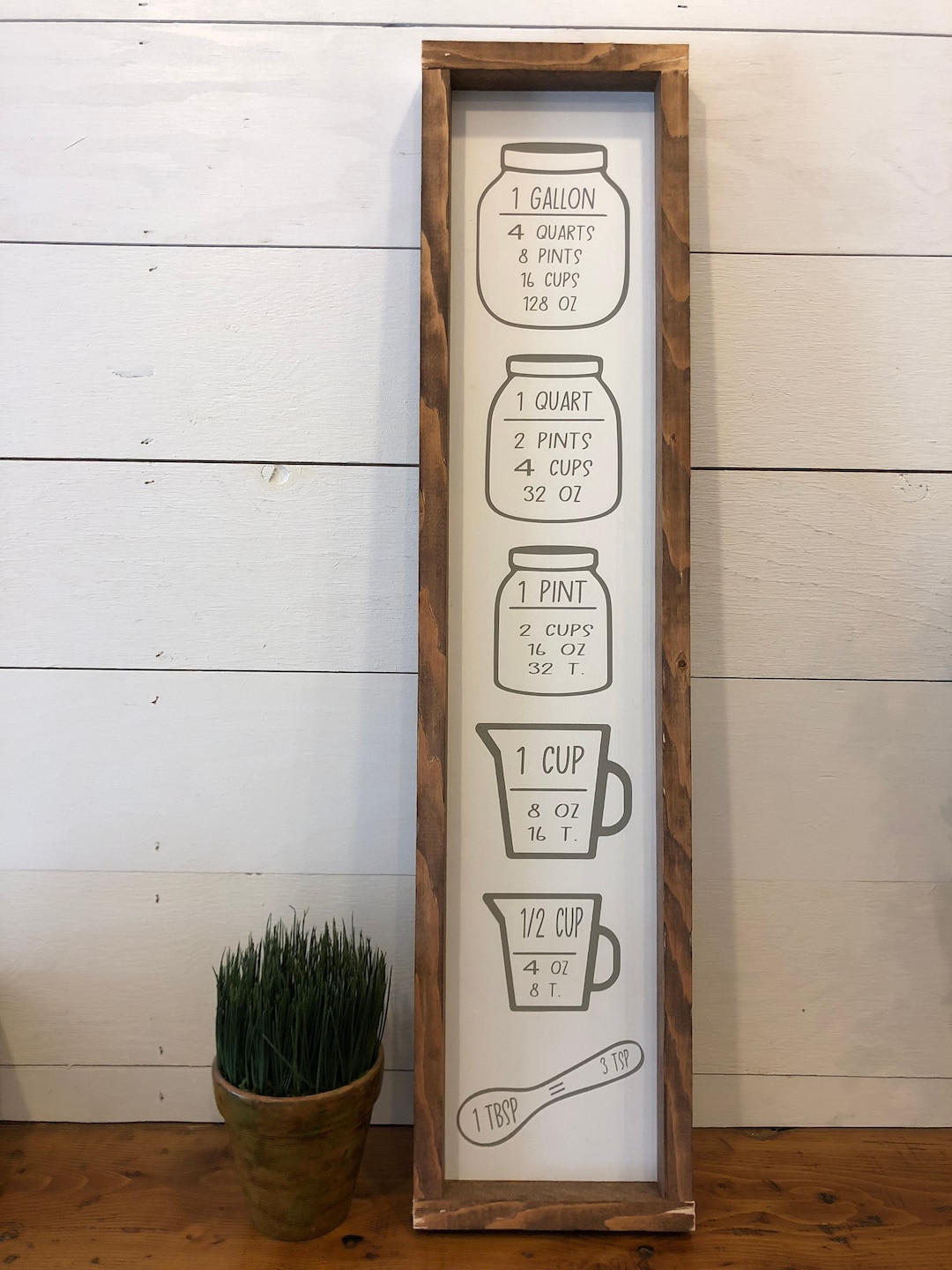 Vertical Kitchen Conversion Sign - Framed Farmhouse Sign - Kitchen ...