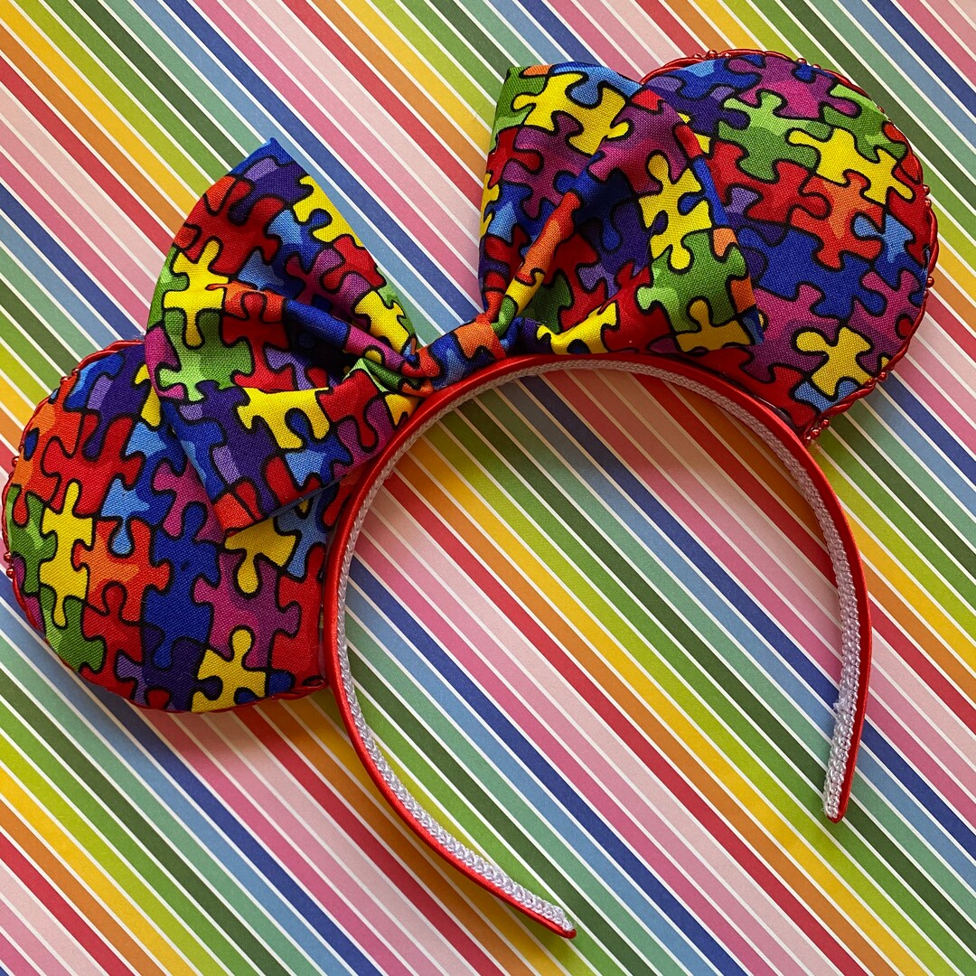 Colorful Autism Awareness Minnie Mouse Ears Headband - Etsy