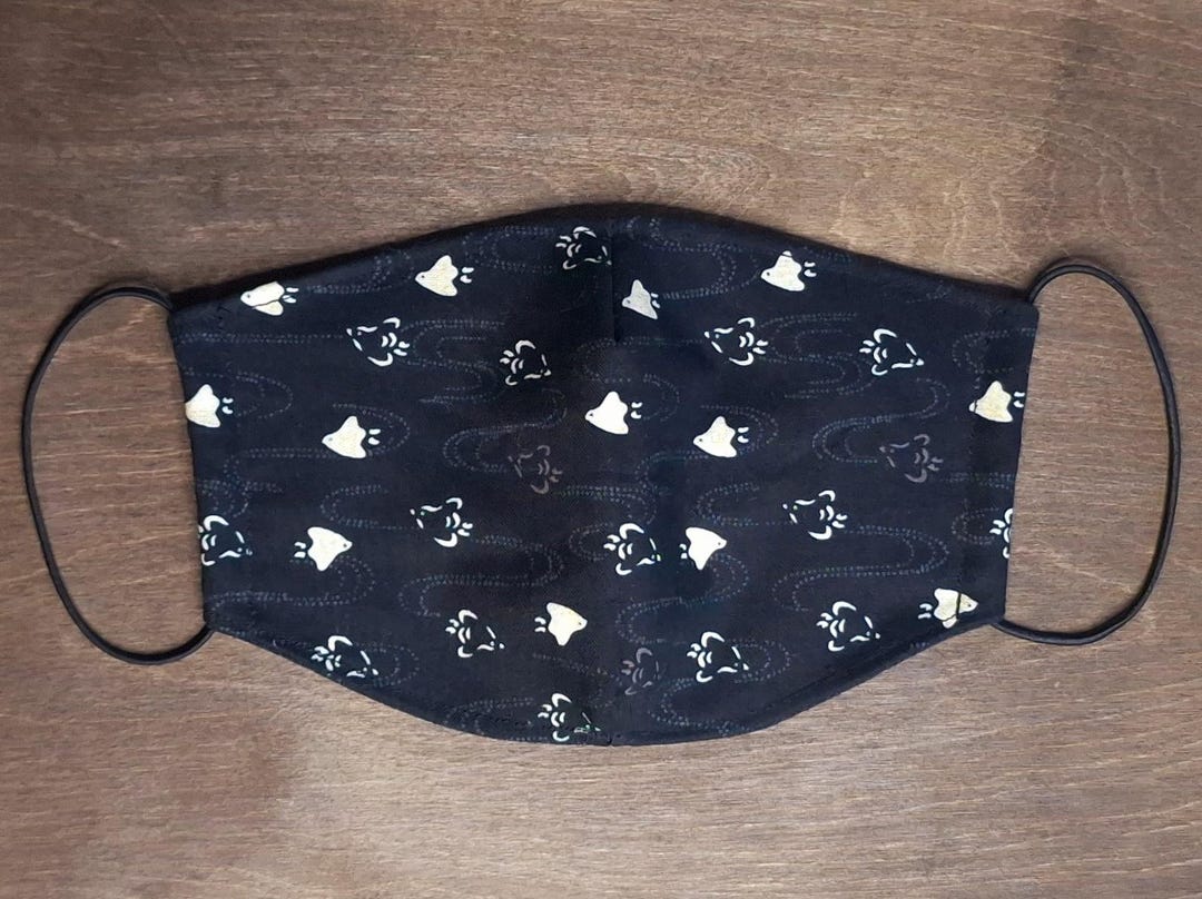 Japanese Style Face Mask, Birds on Black, Cotton Fabric Face Mask ...