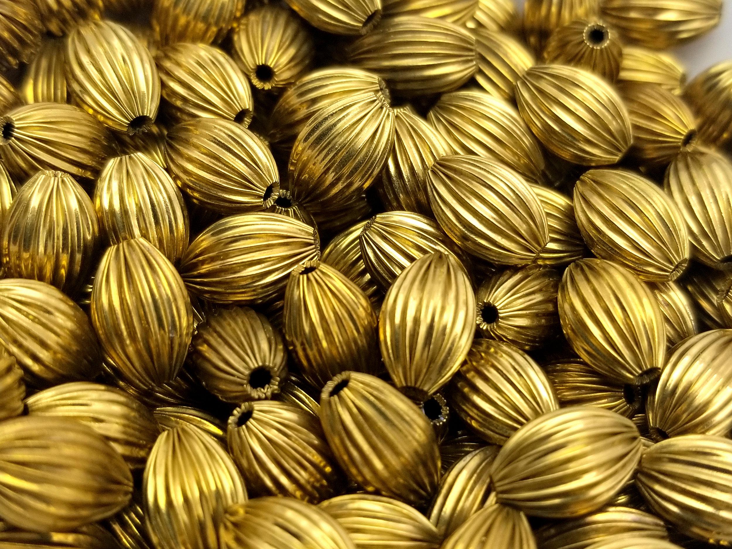 10mm Metal Bead - Corrugated Brass (gold Color) - Oval - Pack of 30 - Etsy