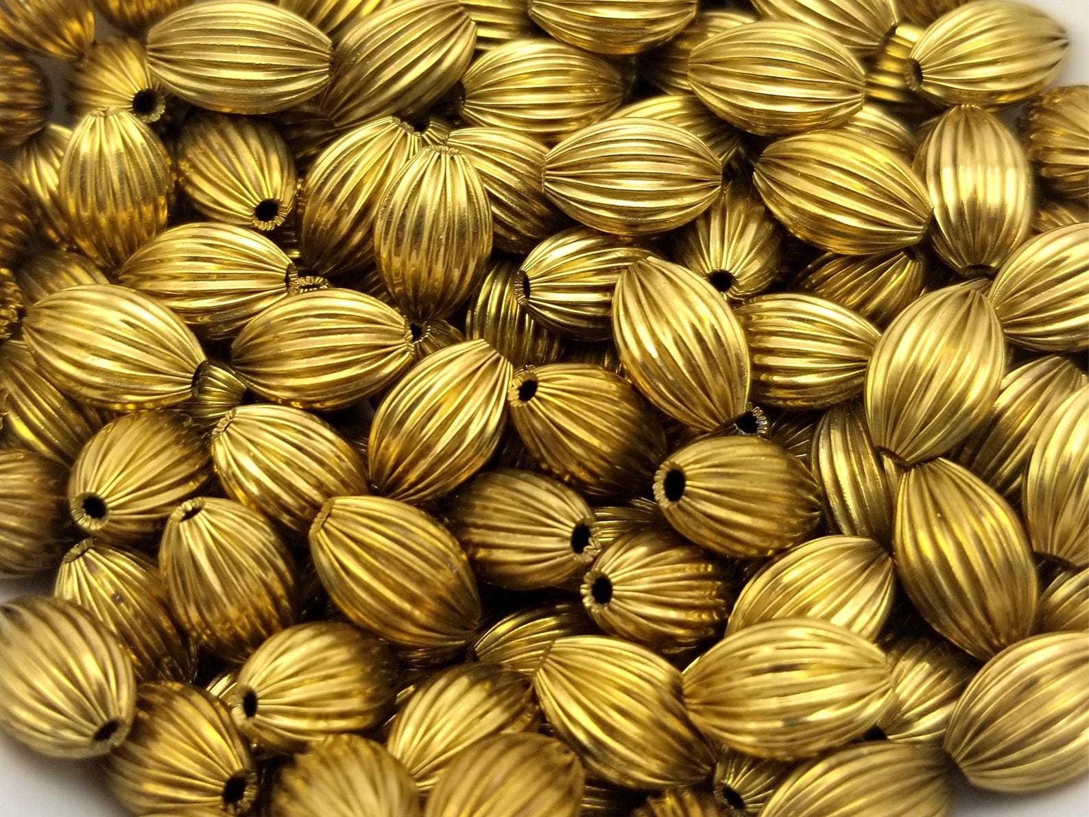 10mm Metal Bead - Corrugated Brass (gold Color) - Oval - Pack of 30 - Etsy