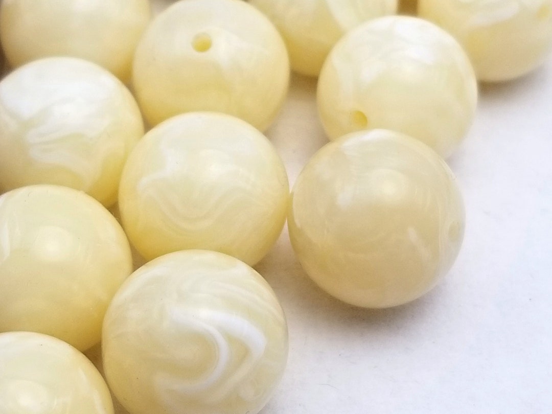 Large 16mm Resin Beads - Cream Swirl Color - 10 Pack - Etsy