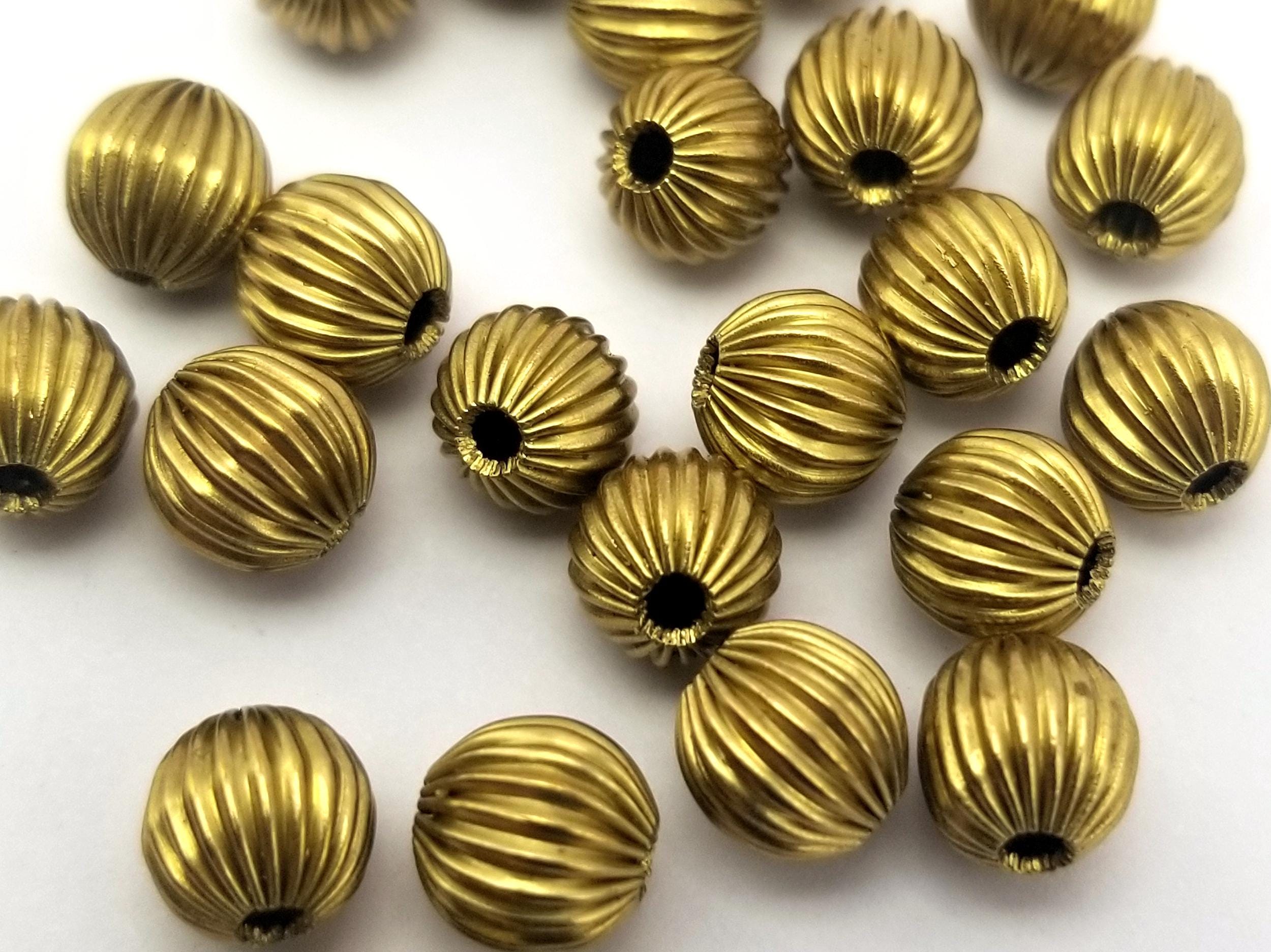 7mm Metal Bead - Corrugated Round - Brass (gold Color) - Pack of 30 - Etsy