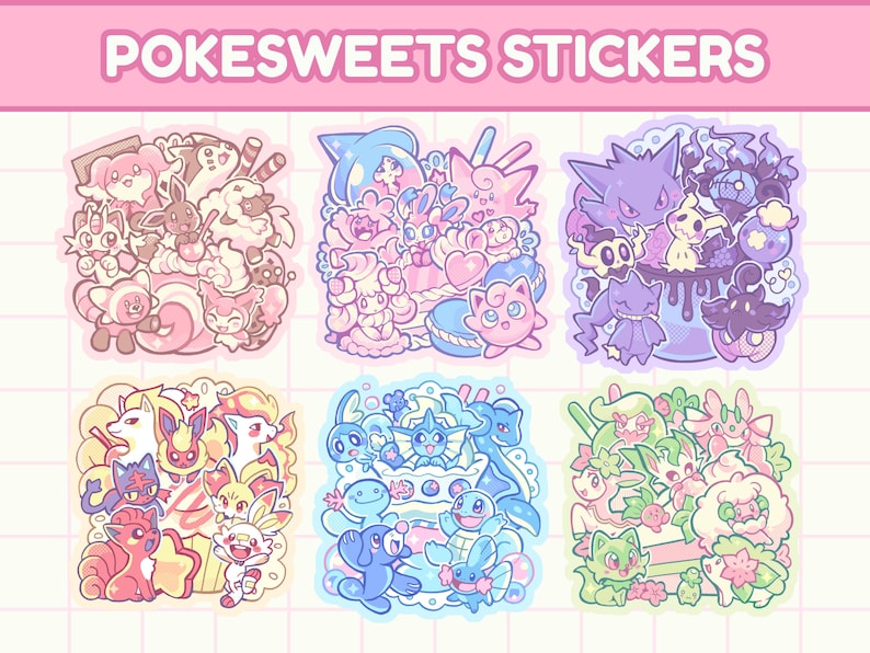 Pokemon Types Sweets Stickers - Etsy