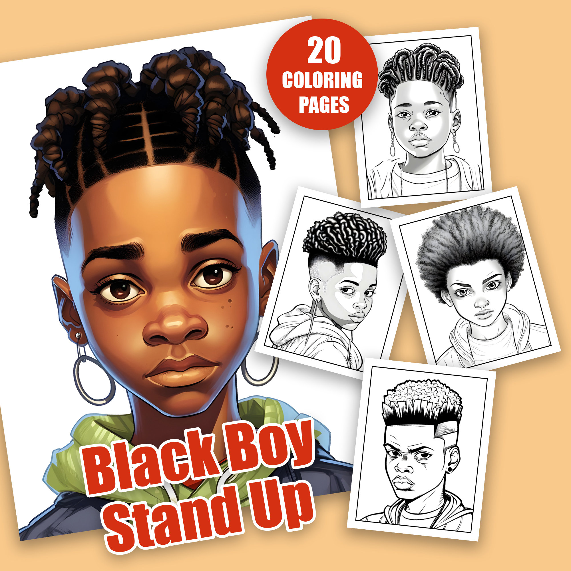 20 Adorable Black Boy Coloring Pages | Instant Download Printable ...