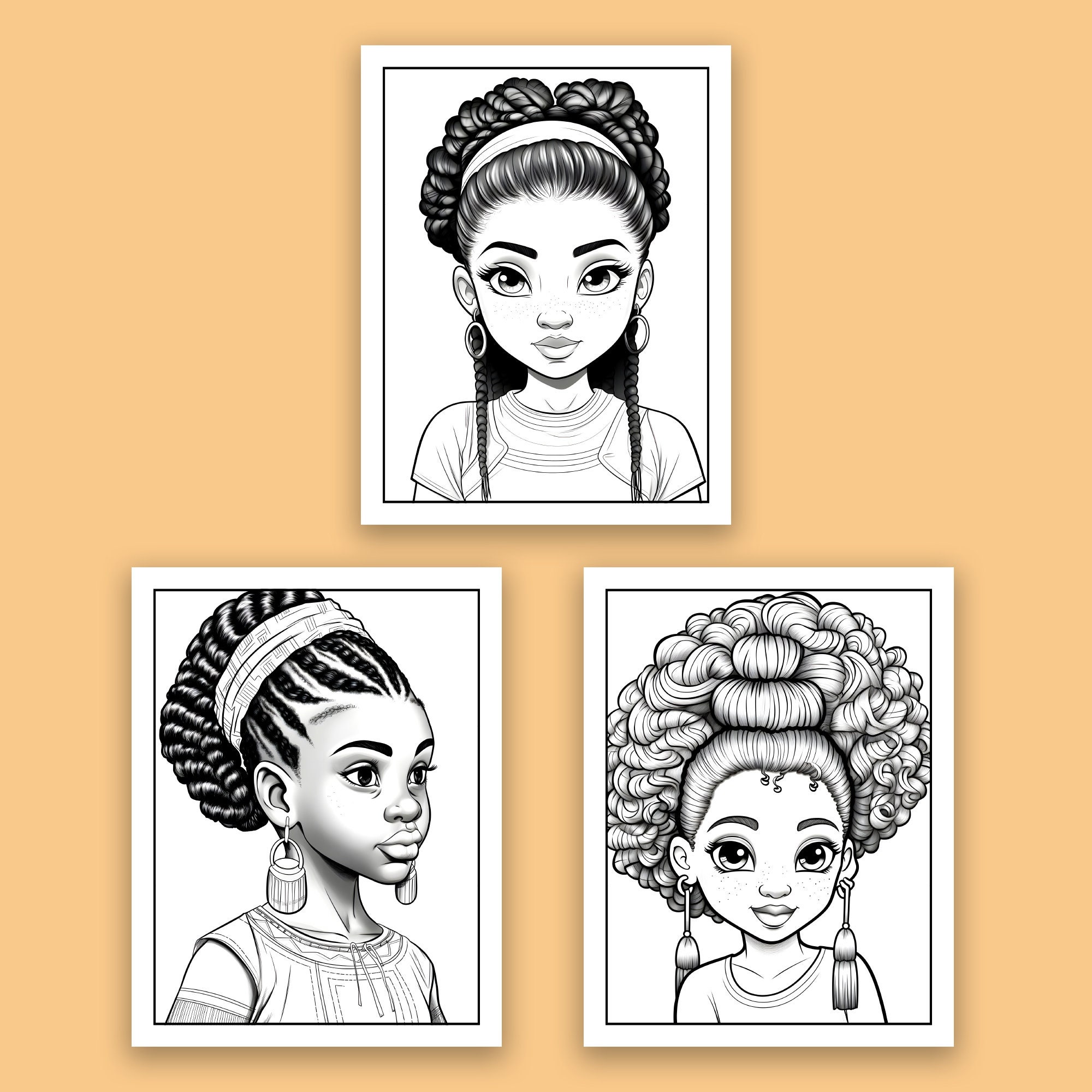20 Cute Black Little Girls Grayscale Coloring Pages | Printable ...