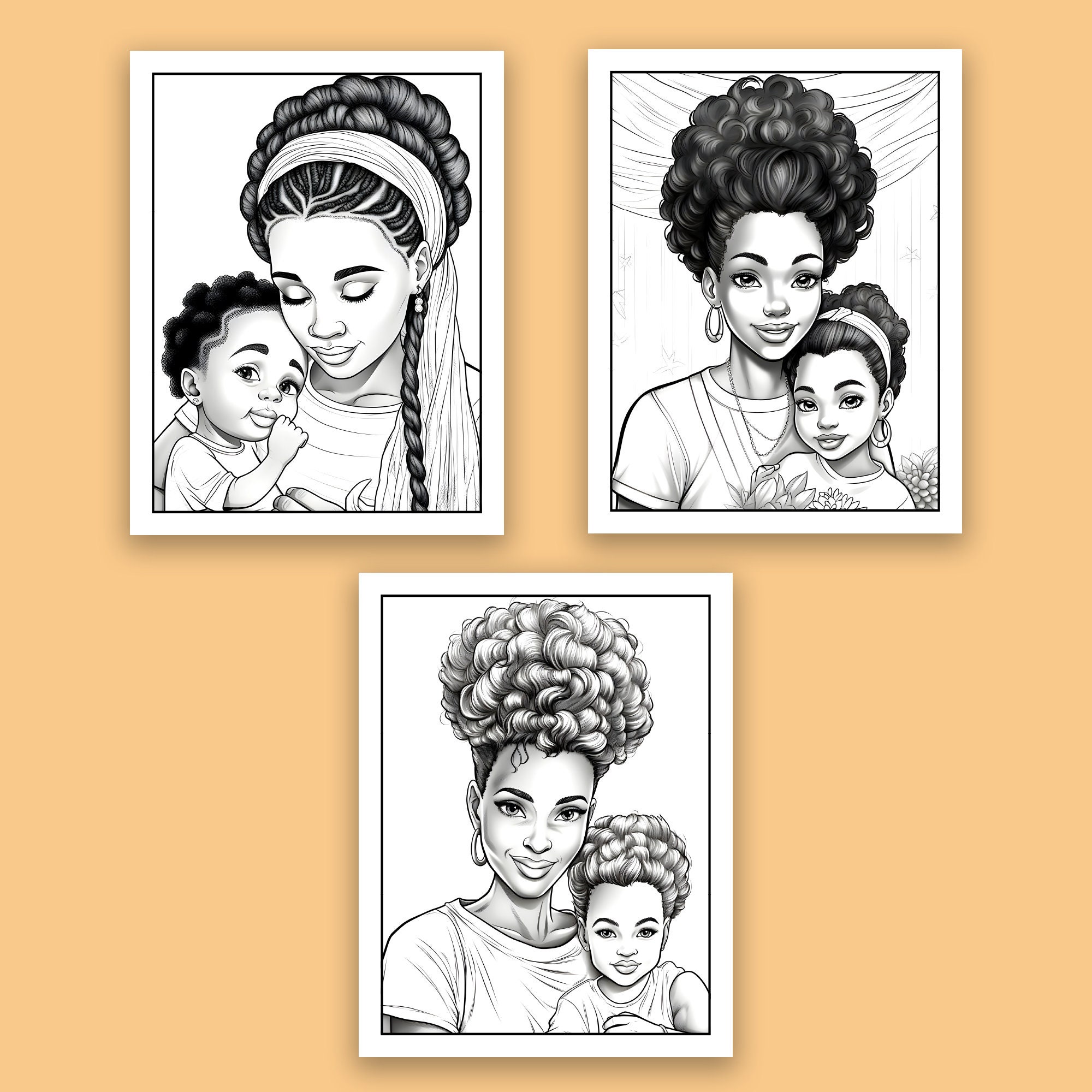 African Motherhood Coloring Pages | Printable Mom and Daughter Coloring ...