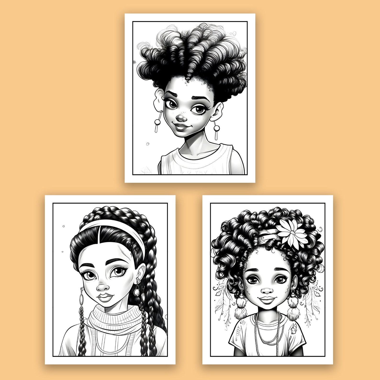 20 Cute Black Little Girls Grayscale Coloring Pages | Printable ...