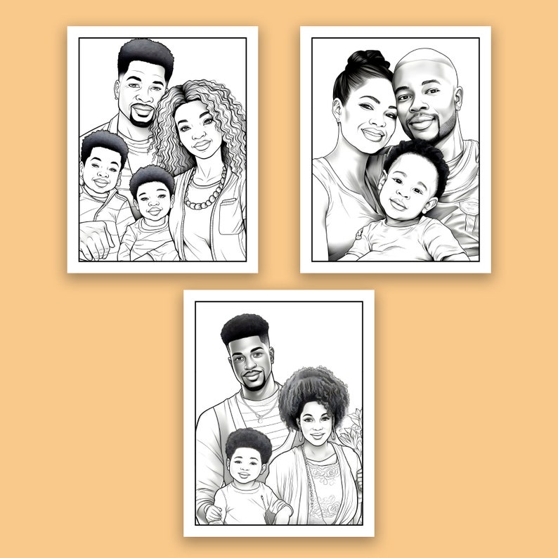 Family Coloring Book: 20 Printable Pages, Couple & Kids Activity (PDF ...