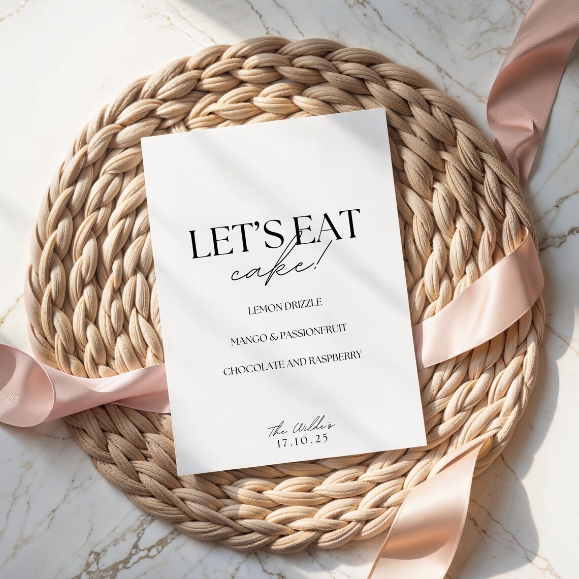 Wedding Cake Personalised Sign Printable Template 5x7 'let's Eat Cake ...