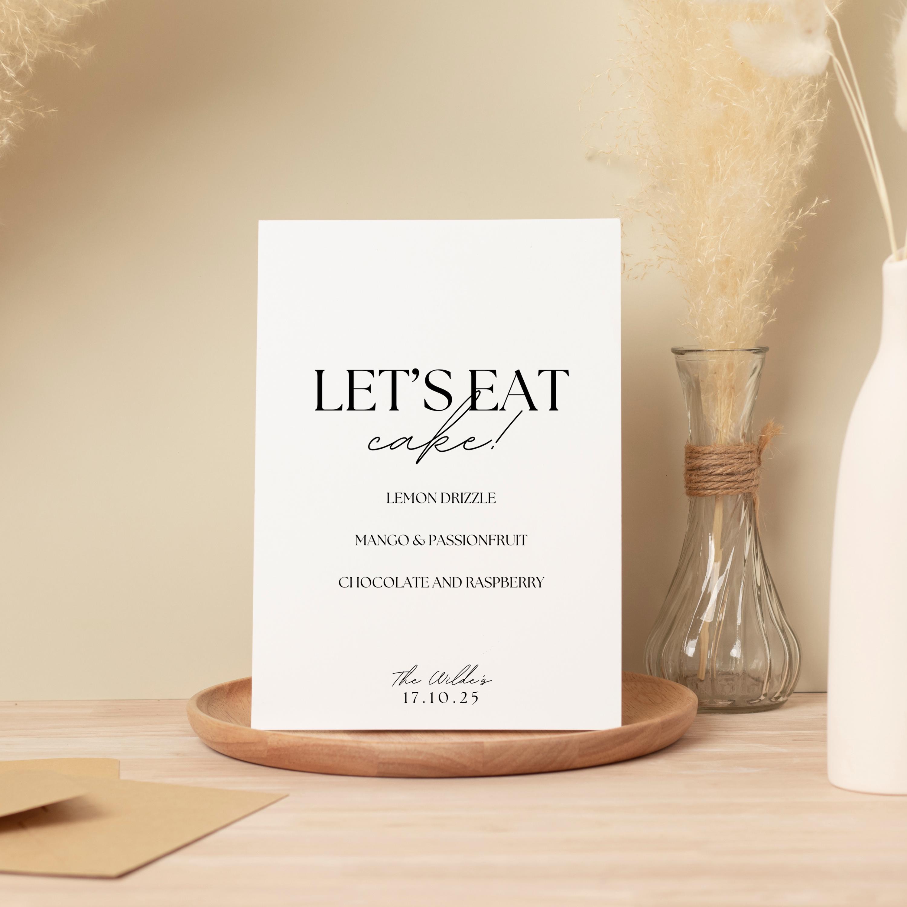 Wedding Cake Personalised Sign Printable Template 5x7 'let's Eat Cake ...